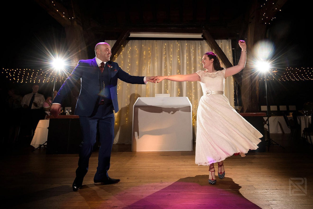 Ruth and James with Ruth giving her Jenny dress a swirl